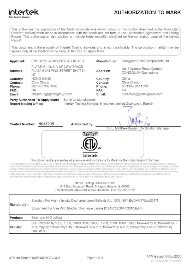 Certification – EMEI Group